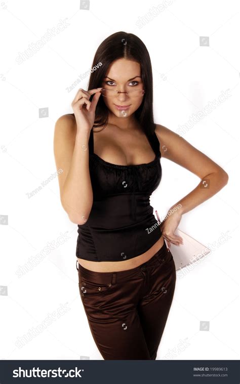 Beautiful Sexy Businesswoman Wearing Glasses Isolated On White Stock Photo Shutterstock