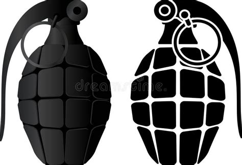 Grenade And Grenade Stencil Stock Vector Illustration Of Sign