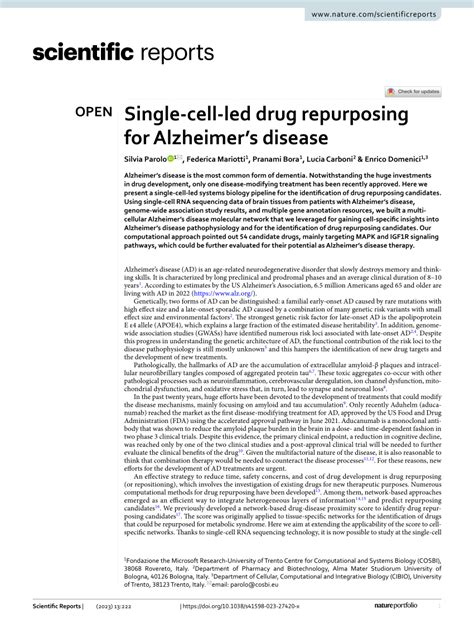 Pdf Single Cell Led Drug Repurposing For Alzheimers Disease