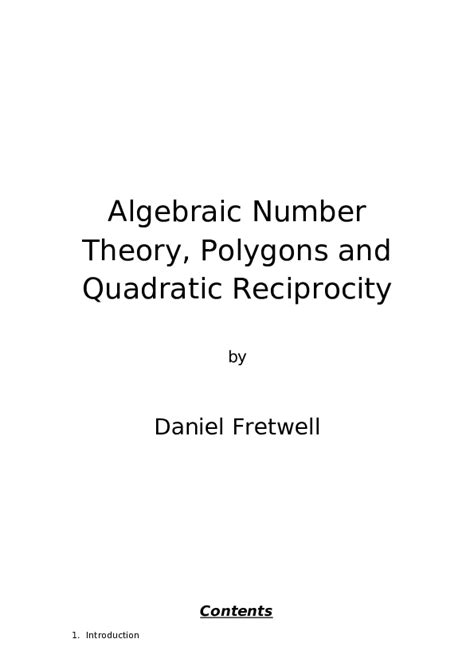 Doc Algebraic Number Theory Polygons And Quadratic Reciprocity