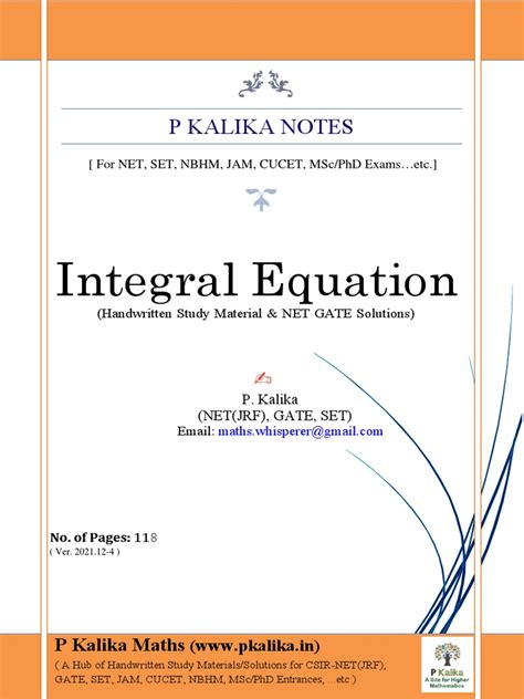 Csir Net Integral Equations Download Free Pdf Partial Differential