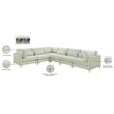 Meridian Furniture Julia Cream Velvet Modular Sectional 1 Kroger