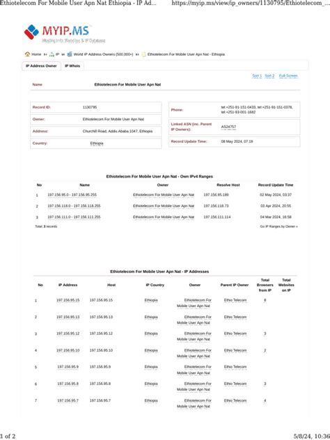 ethiotelecom for mobile user apn nat ethiopia ip addresses owners