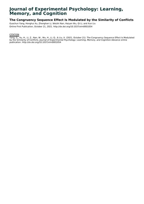 Pdf Conflict Adaptation Effect Is Modulated By The Similarity Of