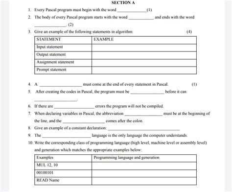solved section aevery pascal program must begin with the