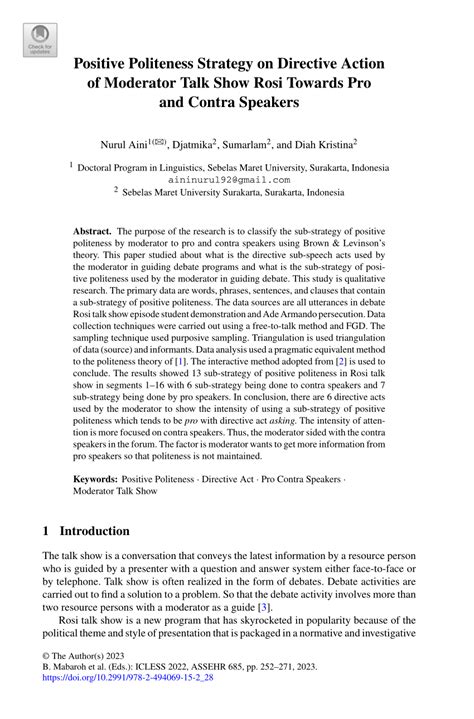 pdf positive politeness strategy on directive action of moderator