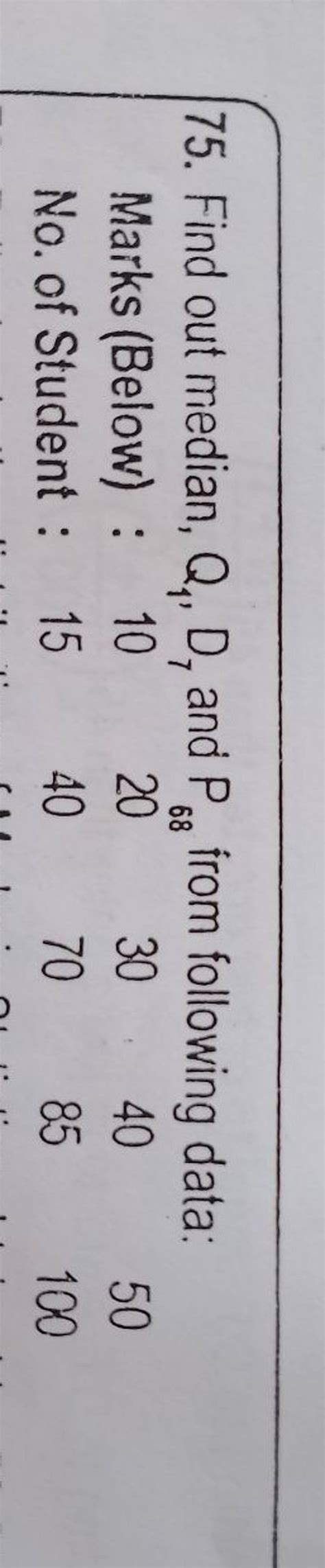 Find Out Median Q D And P From Following Data Marks Below