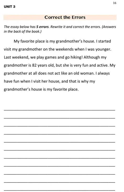 Esl Beginner Writing Lessons Error Correction Worksheet Stickyball