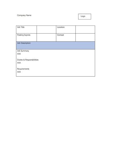 Plantilla De Descripción De Puesto De Trabajo Descargar Gratis