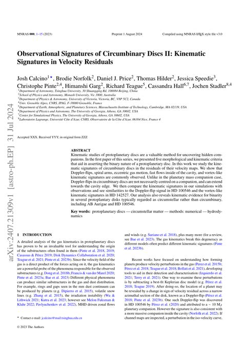 Pdf Observational Signatures Of Circumbinary Discs Ii Kinematic Signatures In Velocity Residuals