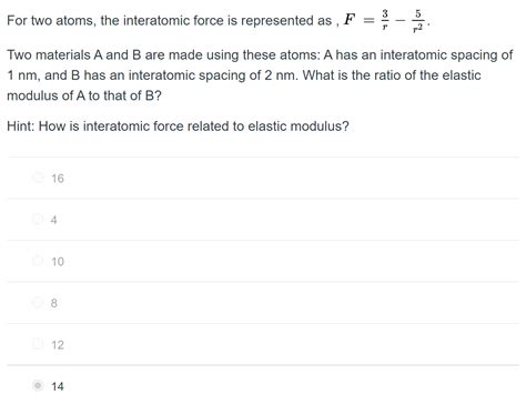 Solved 3 For Two Atoms The Interatomic Force Is Represented