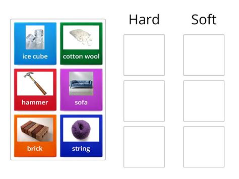 Sort These Materials Into Hard Or Soft Group Sort