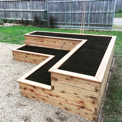 Custom L Shaped Raised Garden Bed With Two Tiers