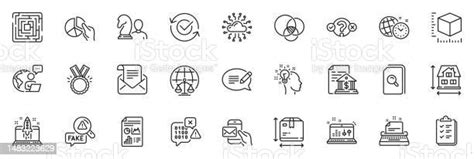 Icons Pack As Pie Chart Honor And Bank Document Line Icons For Web App Vector Stock Illustration