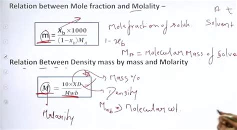 Relation Between Mole Fraction And Molality M 1xb MA Xb 1000 1xb