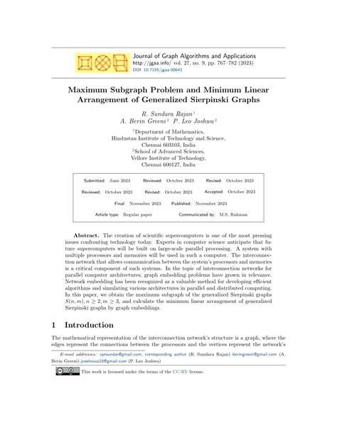 Pdf Minimum Linear Arrangement Of Generalized Sierpinski Graphs