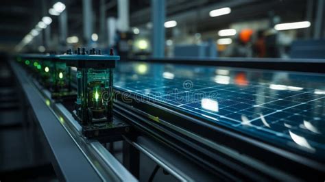 Solar Panel Assembly Line Showcasing Automated Processes With Minimal