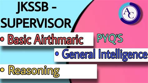 General Intelligence And Reasoningpyqs Jkssb Supervisor Youtube