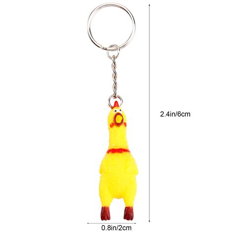 Chicken Keychain Rubber Screaming Squeaking Lanyar Grandado