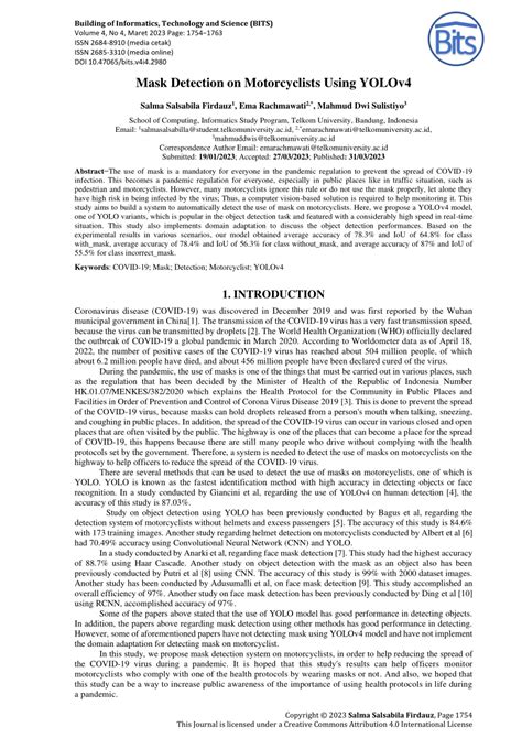 Pdf Mask Detection On Motorcyclists Using Yolov4