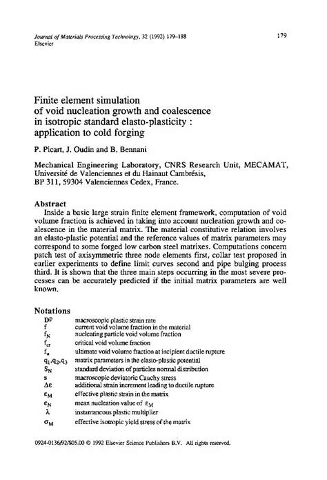 Pdf Finite Element Simulation Of Void Nucleation Growth And