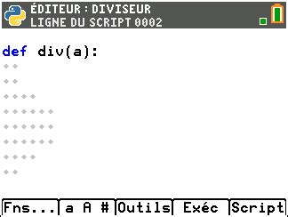 Programmer sa TI Edition PYTHON en langage Python déterminer les diviseurs dun nombre