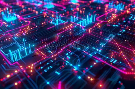 3d Rendered Digital Landscape A Vibrant Visualization Of Futuristic Technology And