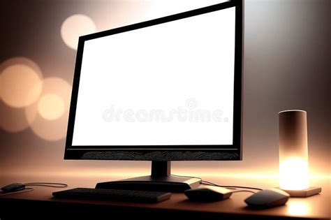 Monitor On Computer Table Stock Illustration Illustration Of Brand
