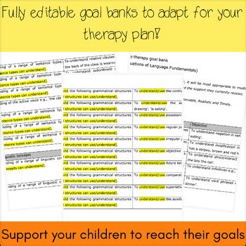 CELF Goal Bank Neurodiversity Affirming IEP Speech Language Therapy SLT
