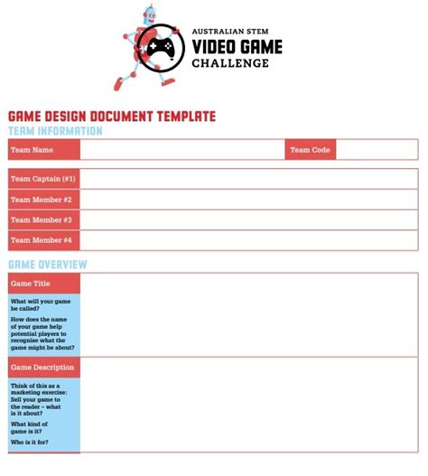 game design document templates 6 free printable word and pdf formats