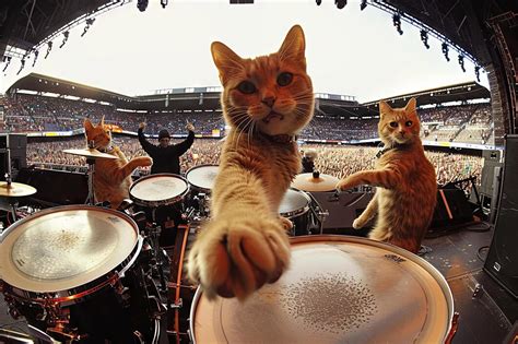 Premium Photo Cat Rock Band Performing A Soldout Concert In A Stadium