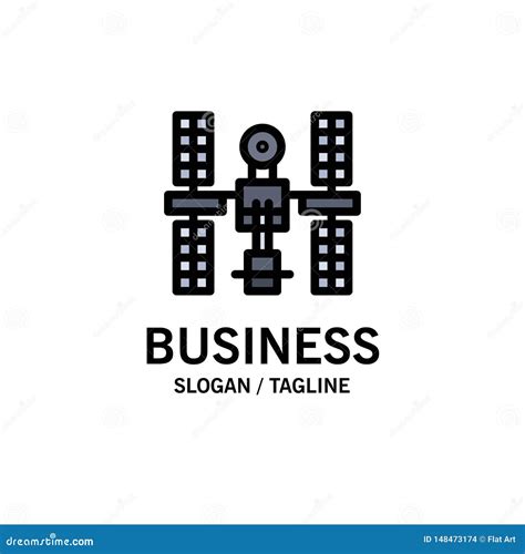 Complex Orbital Platform Satellite Space Business Logo Template Flat Color Stock Vector