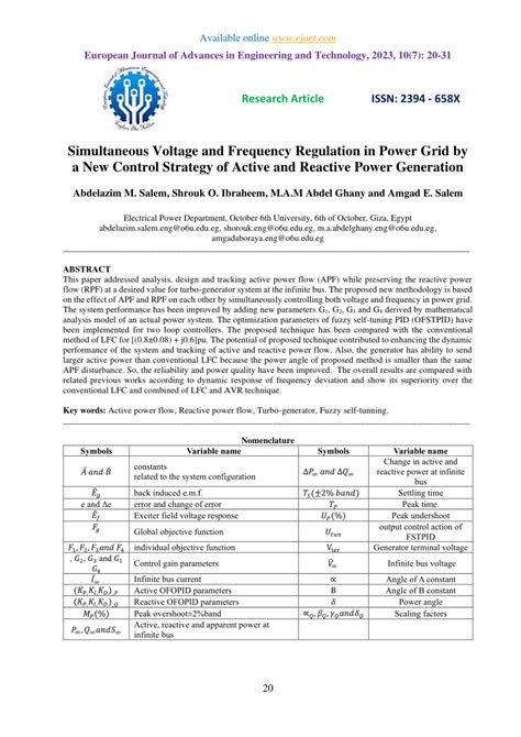 (PDF) Simultaneous Voltage and Frequency Regulation in Power Grid by a New Control Strategy of ...