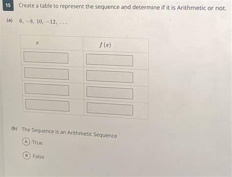 Solved 15 Create A Table To Represent The Sequence And Determine If It