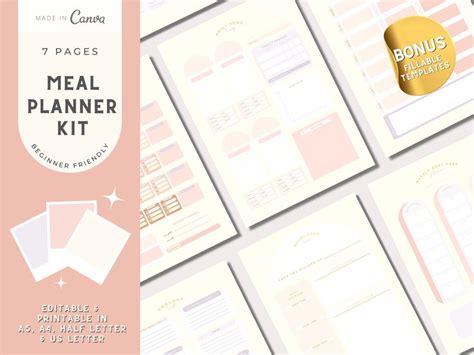 Editable Minimalist Meal Planner Weekly And Monthly Menu Planner