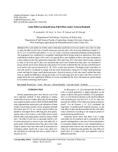 Pdf Scale Effect On Runoff From Filed Plots Under Natural Rainfall
