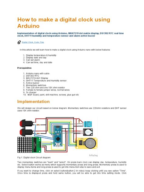 How To Make A Digital Clock Using Arduino Pdf Resistor Electrical Engineering