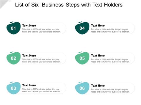 list of six business steps with text holders ppt powerpoint