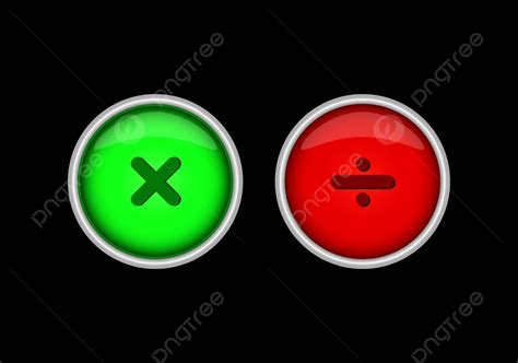 Multiplication And Division Symbols On Red And Green Buttons Vector