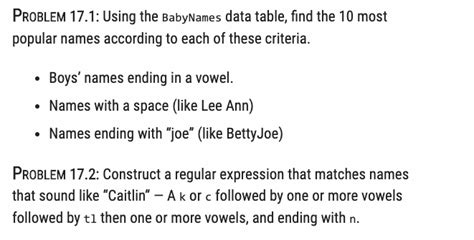 PROBLEM 17 1 Using The BabyNames Data Table Find Chegg Com
