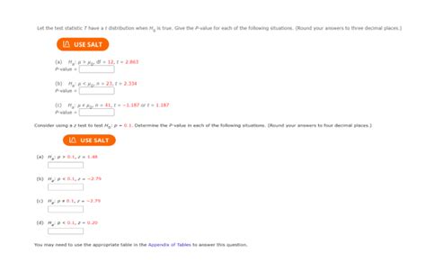 Solved Let The Test Statistic T Have A R Distribution When Chegg