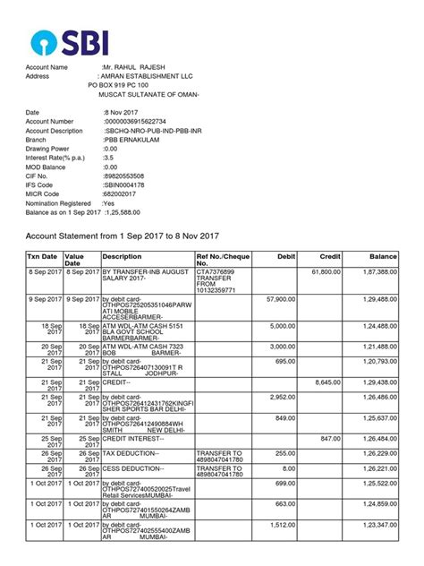 Account Statement From 1 Sep 2017 To 8 Nov 2017 Txn Date Value Date Description Ref No Cheque