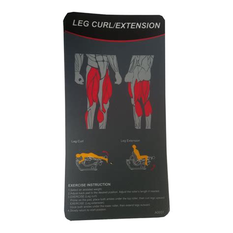 Instruction Placard To Leg Curlext Sa025 Xlzn A0025 Fitness Parts Direct