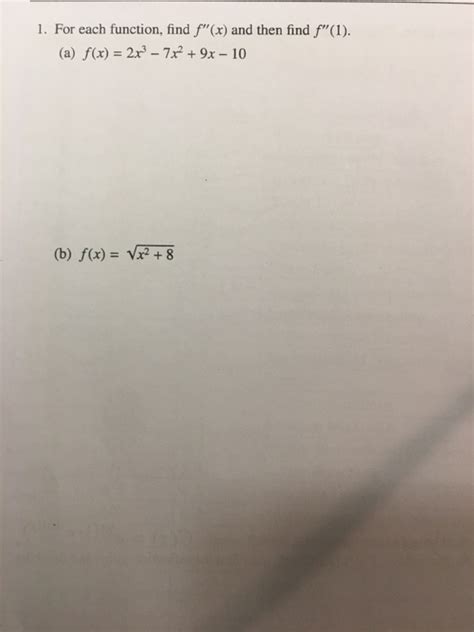 solved for each function find f x and then find f 1