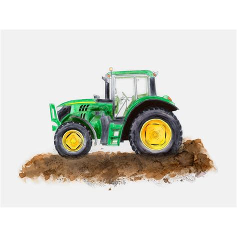 Construction Vehicles Tractor Canvas Wall Art Greenbox Art