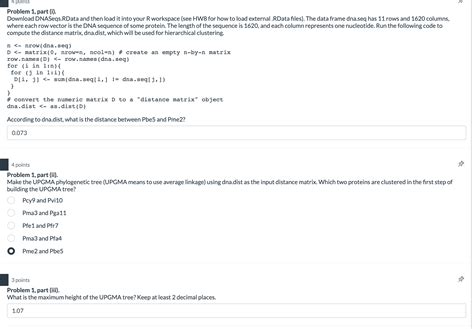 Solved 4 ﻿pointsproblem 1 ﻿part Idownload Dnaseqsrdata