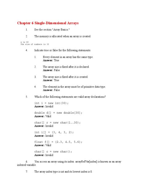 Chapter 6 Single Dimensional Arrays Answer True Pdf Array Data