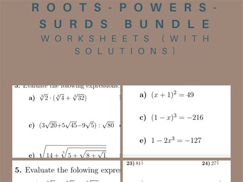 Roots Powers Surds Bundle Teaching Resources