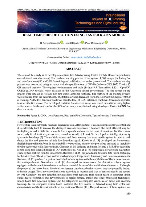 pdf real time fire detection using faster r cnn model