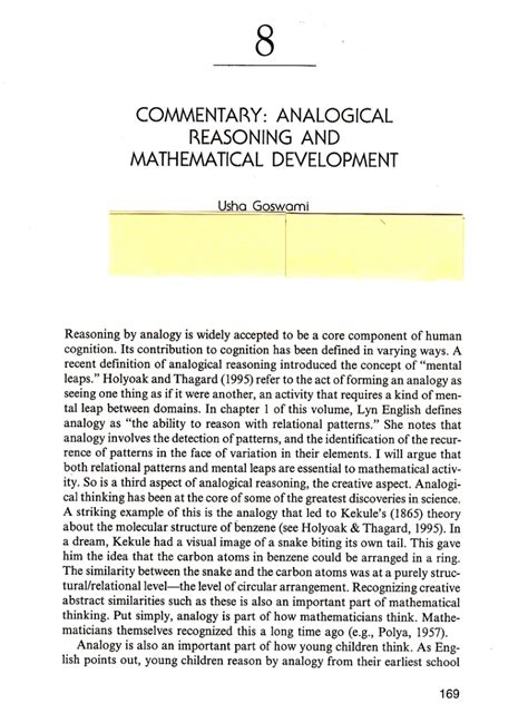 Pdf Analogical Reasoning And Mathematical Development